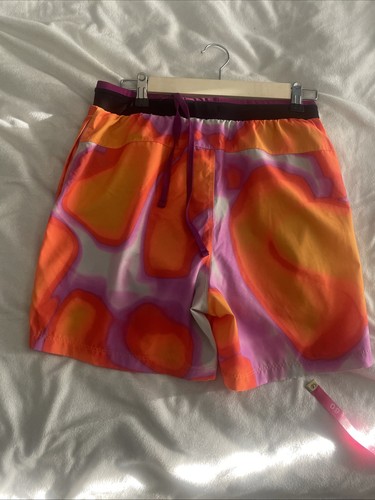 Fabletics Shorts Mens Medium Orange Pink Geometric Fundamental II Lined ...