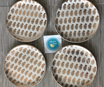 Set of 4 TAG Appetizer Plates Small Plates 6 3/4" Fall Gold New leaves ...