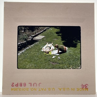 Vintage 60s 35mm Slide Kids Sunbathing Sun Tanning In The Yard #3 | eBay