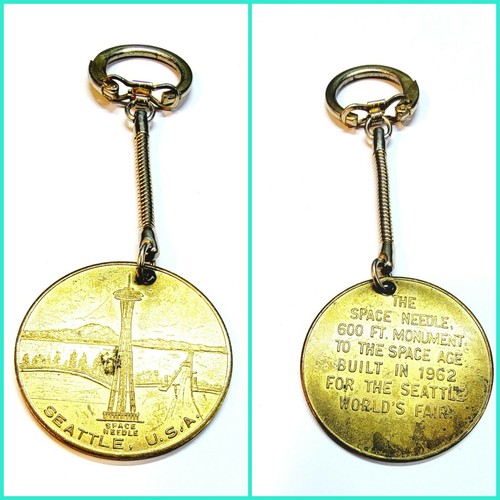 Vintage Seattle Space Needle Keychain Washington Souvenir Brass Keyring ...