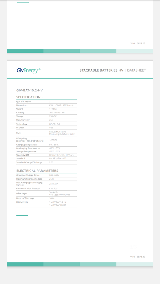 GivEnergy 3.4-20.4 KWh High Voltage Li-Ion stackable battery system ...