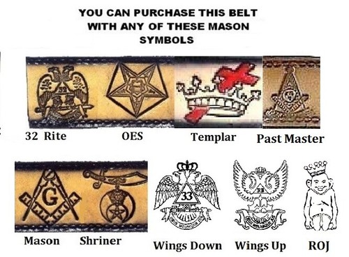 ROJ KING MIRTH SHRINERS FRATERNAL MASONIC MASON FREEMASON LEATHER BELT ...