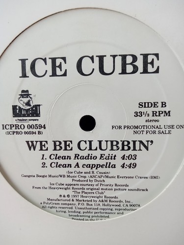 Ice Cube We Be Clubbin' VG+ 12 Inch Promo Vinyl 1997 | eBay