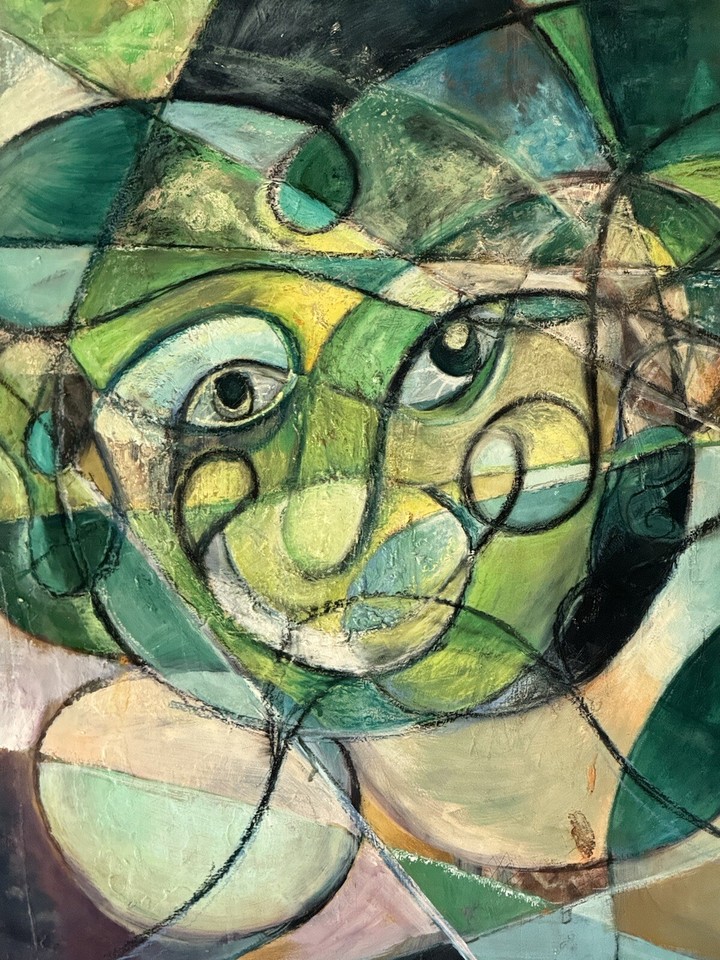 ANTIQUE MODERN ABSTRACT CUBIST OIL PAINTING OLD VINTAGE CUBISM ART ...