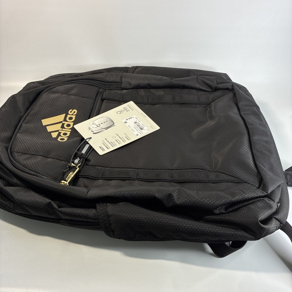 Adidas Excel 7 Backpack School Bookbag Laptop One Size Black Gold New ...