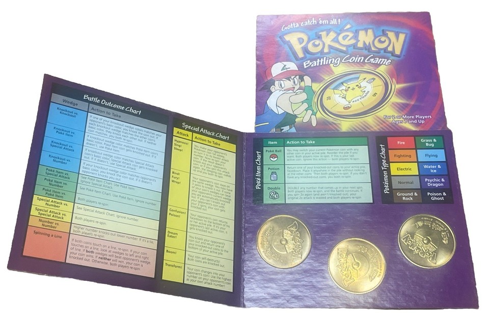 Hasbro 1999 Pok’emon Battling Coin Game 06 Charizard, 81 Magnetite, 109 ...