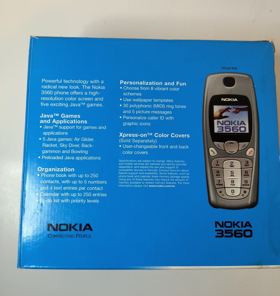 Nokia 3560 Silver Cell Phone (AT&T) W/Phone, Box, Charger, Case ...