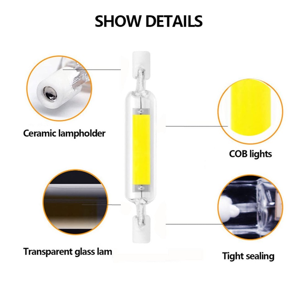 78mm R7S 5W LED Bulb 75W Halogen Equivalent 78mm J-Type 5W 120V R7S ...