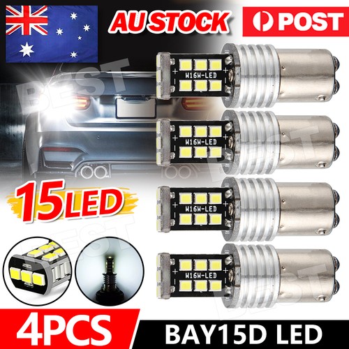 4x BAY15D 15 LED 1157 DUAL FILAMENT BRAKE STOP TAIL LIGHT BULBS GLOBE ...