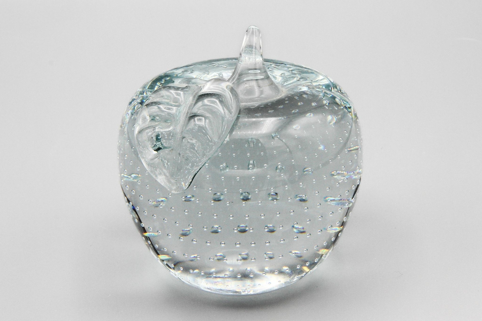 Clear Glass Apple Paperweight, Large Blown Glass Fruit Signed Monte ...