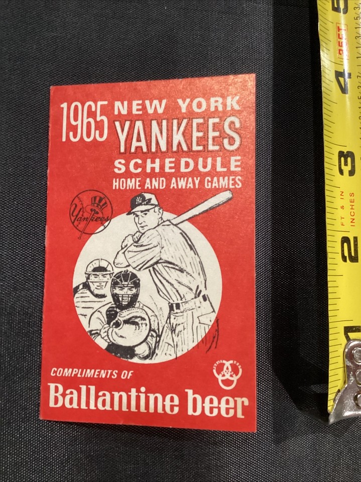 1965 New York NY Yankees Baseball Schedule Ballantine Beer Ad | eBay