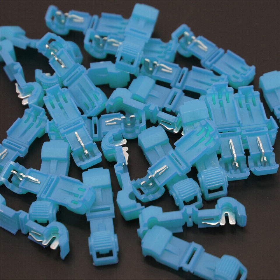 50PCS T-Taps Insulated Wire Terminal Connectors 14-16AWG Blue | eBay