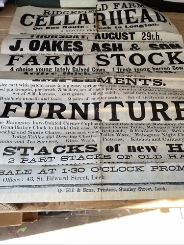 Old Staffordshire Poster Cellarhead Farm Sale , A Clarkson , Cows ...