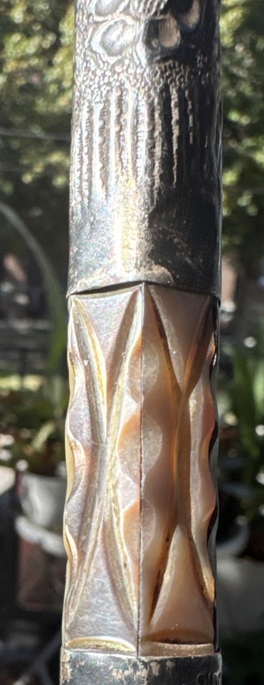 Antique Parasol Handle Sterling Silver & Tortoiseshell Art Nouveau 160g ...