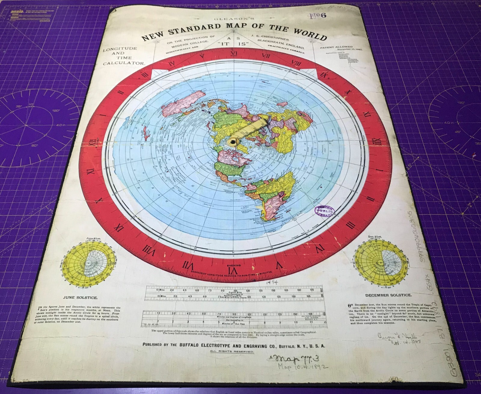 Gleason's New Standard Map of the World • Giclée Print Poster • Flat ...