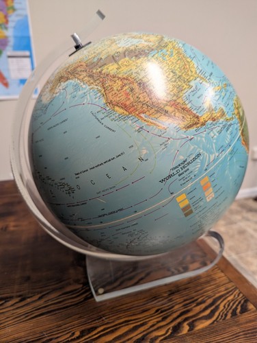 Vtg Replogle Globe 12 Inch World Horizon Series Lucite Acrylic Base Mid ...