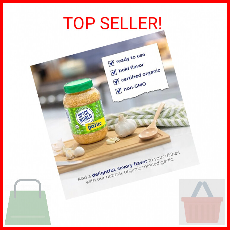 Spice World Organic Minced Garlic – Bulk 32oz Garlic Container, USDA ...