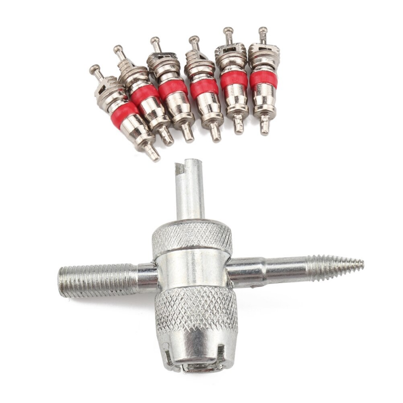 7Pcs Tyre Valve Core With Remover Tool Schrader Valves For Car or Bike ...