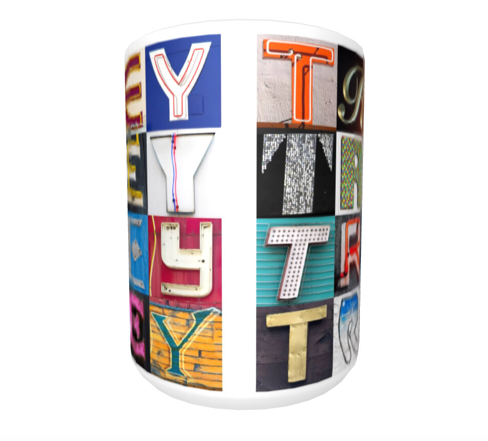 TREY Coffee Mug / Cup featuring the name in photos of sign letters | eBay