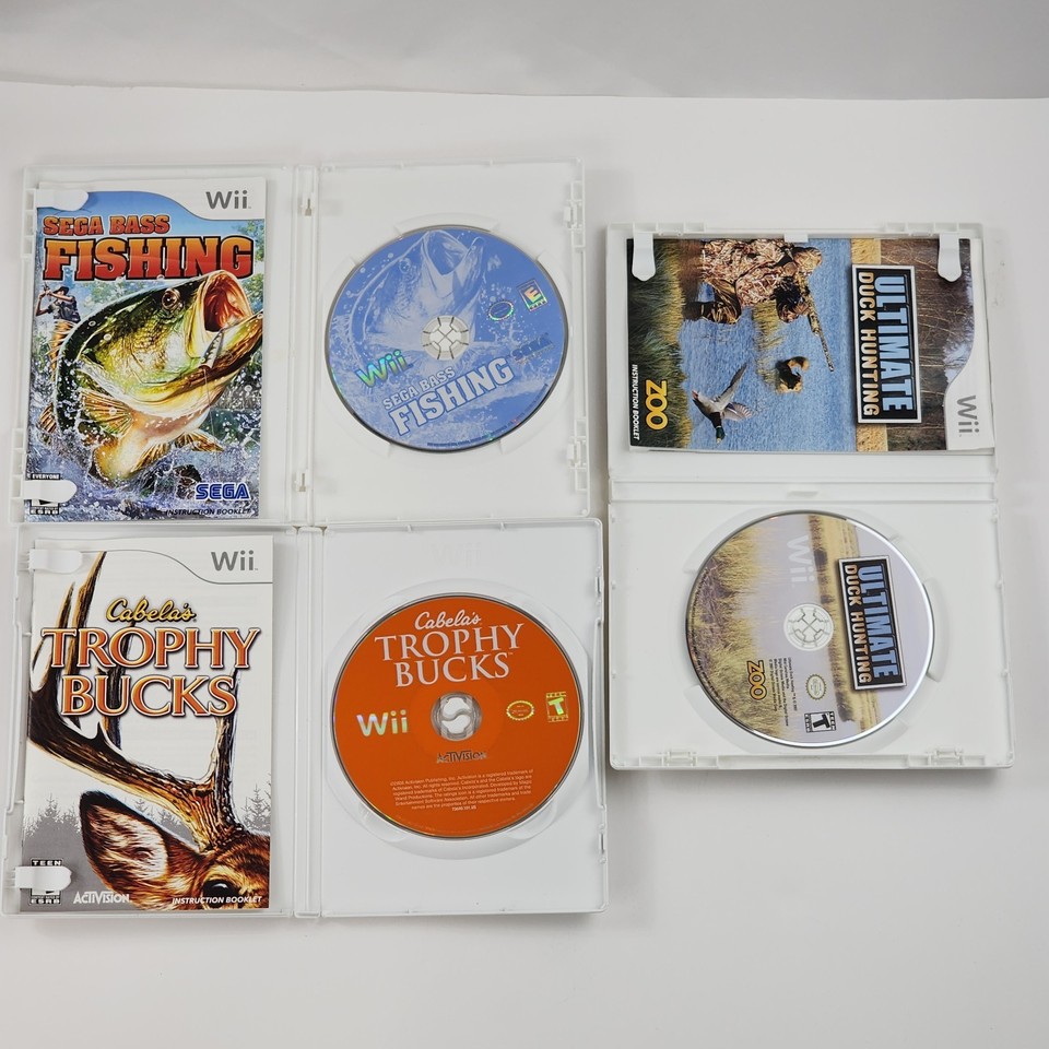 Nintendo Wii Hunting Game Lot Sega Bass Fishing Trophy Bucks Duck ...