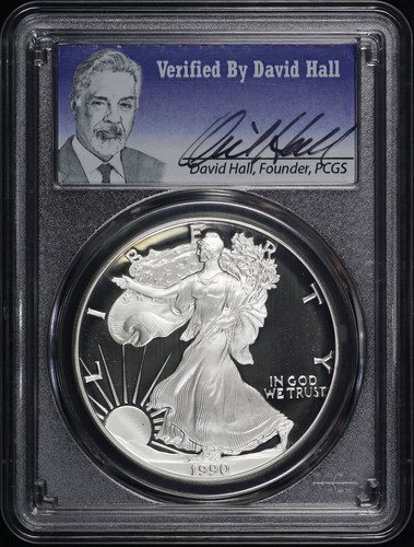 1990-S American Silver Eagle PCGS PR-70 DCAM with David Hall Signature ...