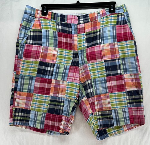 LL BEAN Shorts Womens 16 Patchwork Madras Plaid Chino Bermuda | eBay