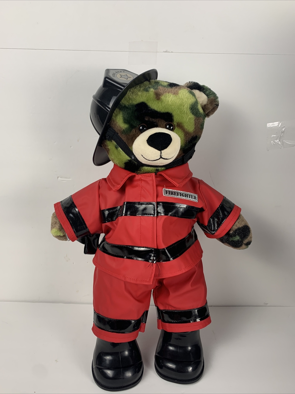 Build A Bear stuffed plush camo camouflage teddy Bear Bonus Outfit Fire ...