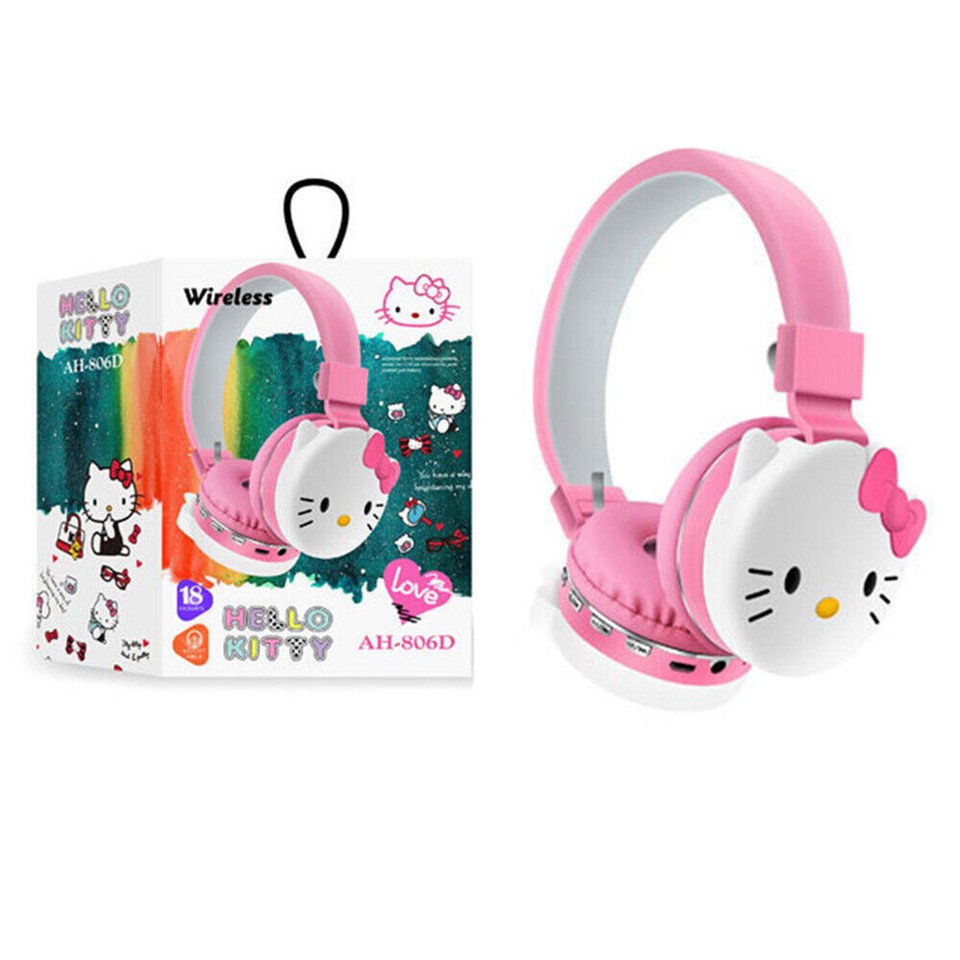 Hello Kitty Headphones Cute Over-Ear Stereo Headset Wireless Bluetooth ...