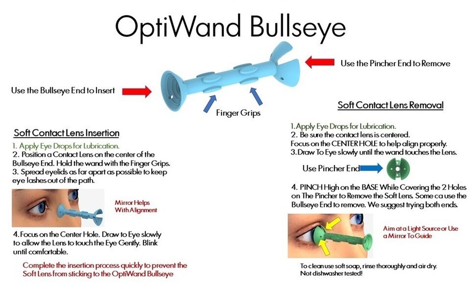OptiWand Bullseye 2 pack soft contact lens insertion removal tool | eBay