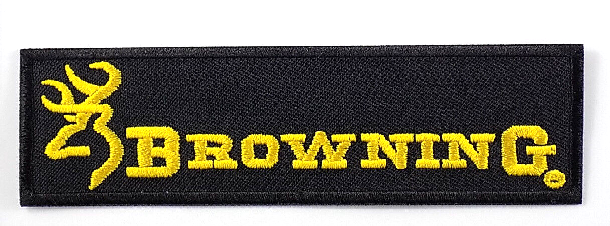 BROWNING EMBROIDERED PATCH IRON/SEW ON 4-1/8" x 1-3/8" FIREARMS RIFLES ...