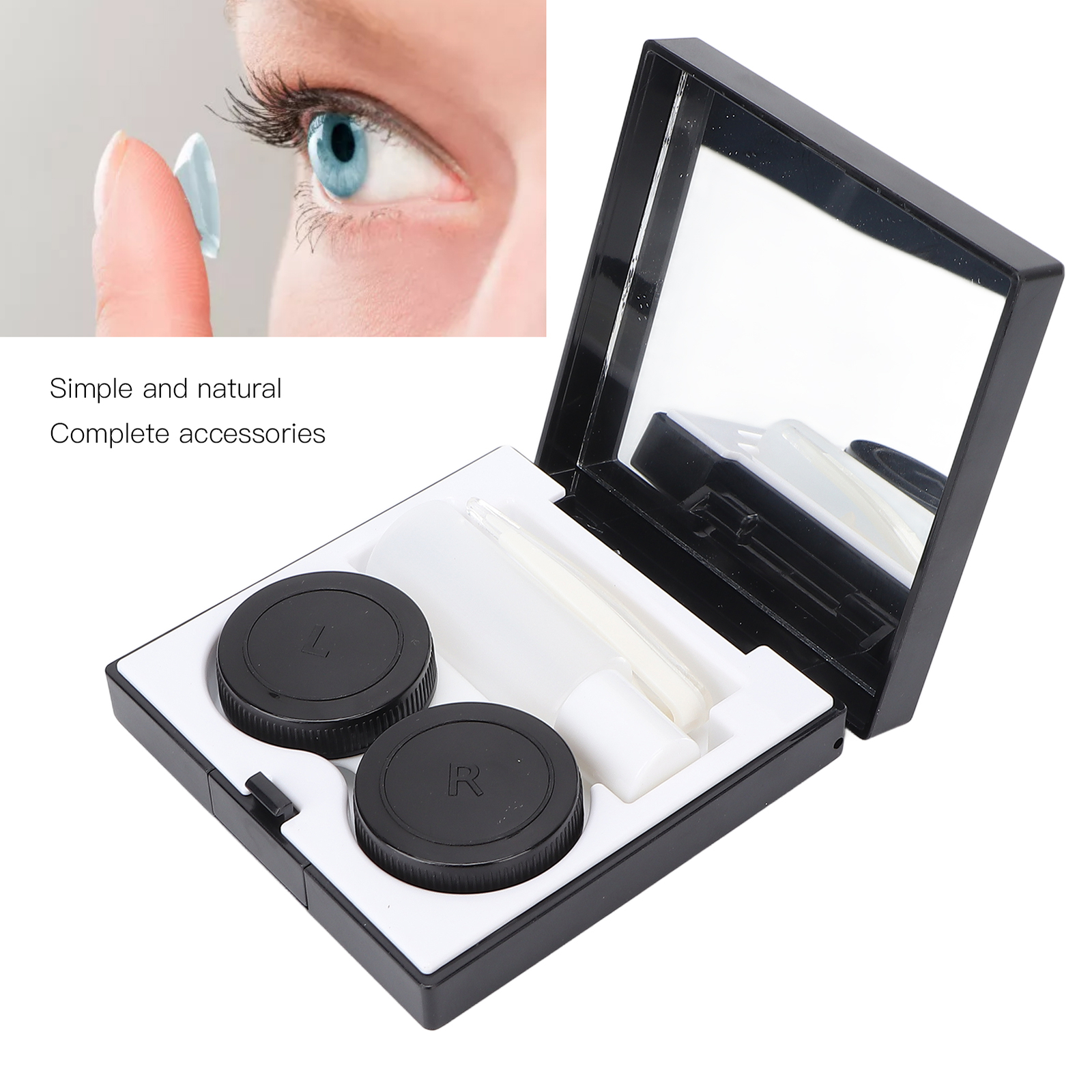 Contact Lens Case Box Kit Portable Contact Lens Storage Holder Tweezers ...