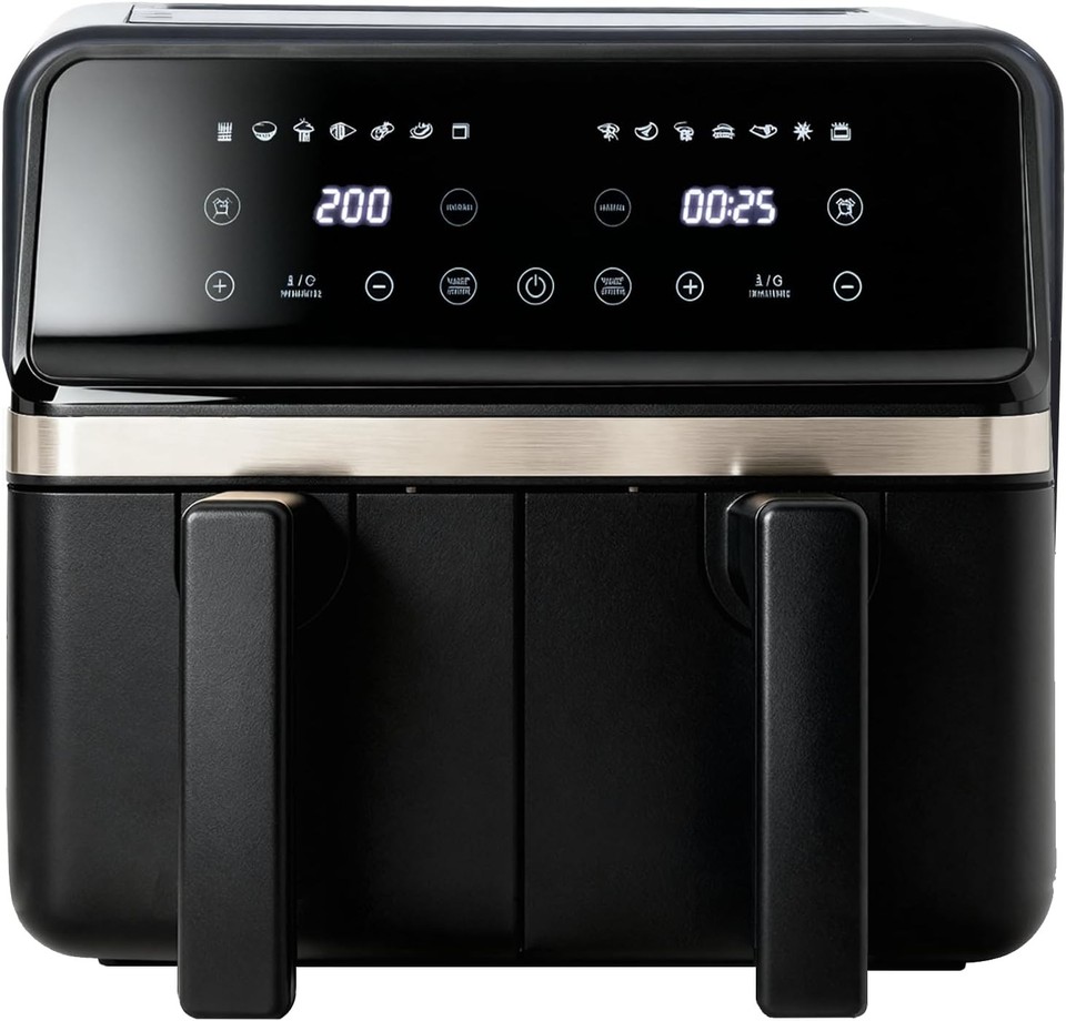 Dual Drawer Zone Air Fryer Family Size Efficient 2200W Digital Oil Free ...