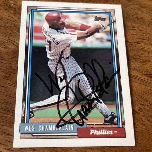 Wes Chamberlain Autographed 1992 Topps Baseball Card #14 Philadelphia ...