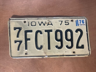 1975 1976 Iowa License Plate # 77 FCT 992 | eBay