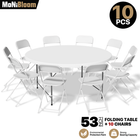 [10 PACK FOLDING CHAIR+DINING ROUND TABLE SET]Party Commercial Event ...