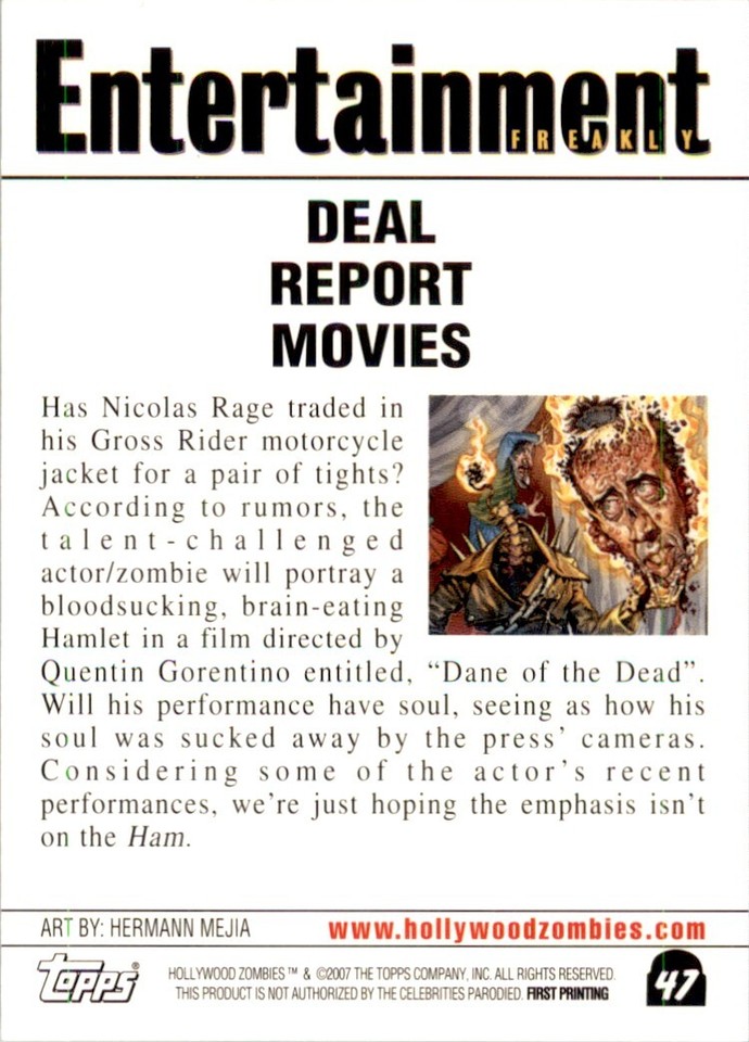 2007 Hollywood Zombies NICOLAS RAGE #47 | eBay