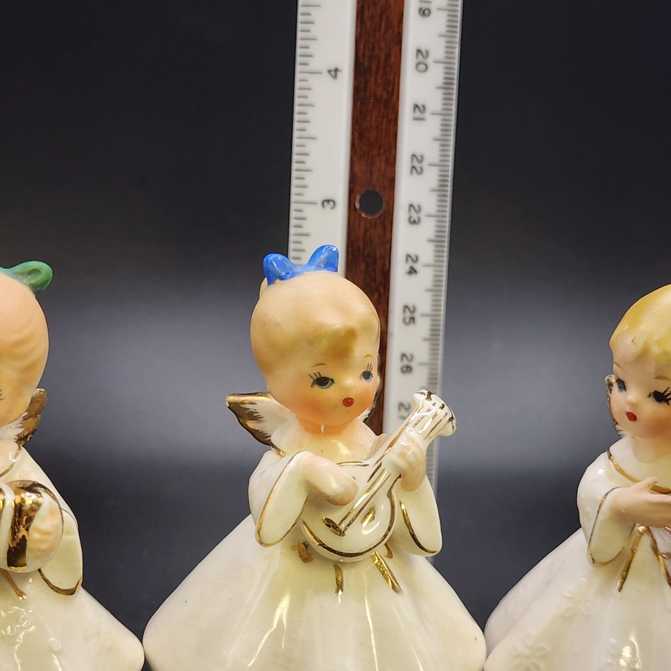 3 X Vintage Christmas Napco Angels Playing instruments Japan C6351 Rare ...