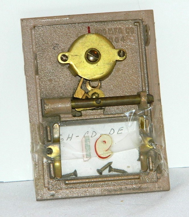 Vintage Metal Post Office Box Door Glass Combination Lock Keyless Lock ...