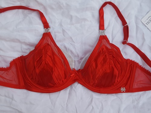 MILLESIA soutien gorge 90B triangle clandestine rouge soie neuf avc ...