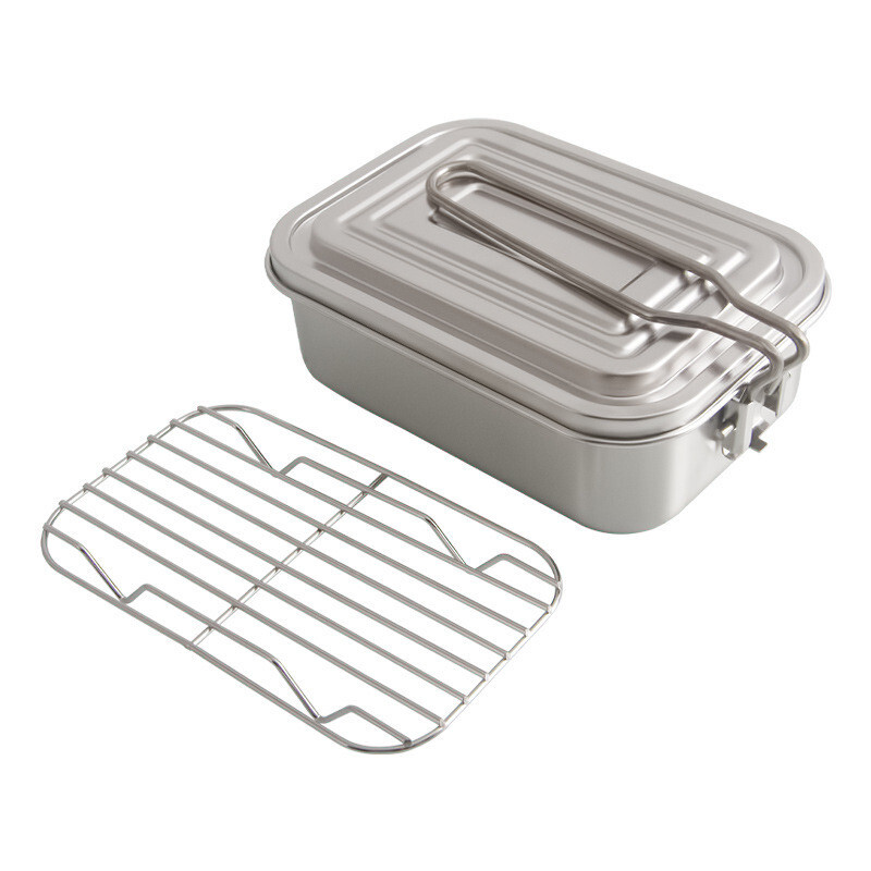 Outdoor Camping Portable Mess Tin With Steam Rack Stainless Steel Food ...