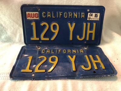 Vintage 1985 California License Plate Pair YOM DMV CLEAR 1970 | eBay