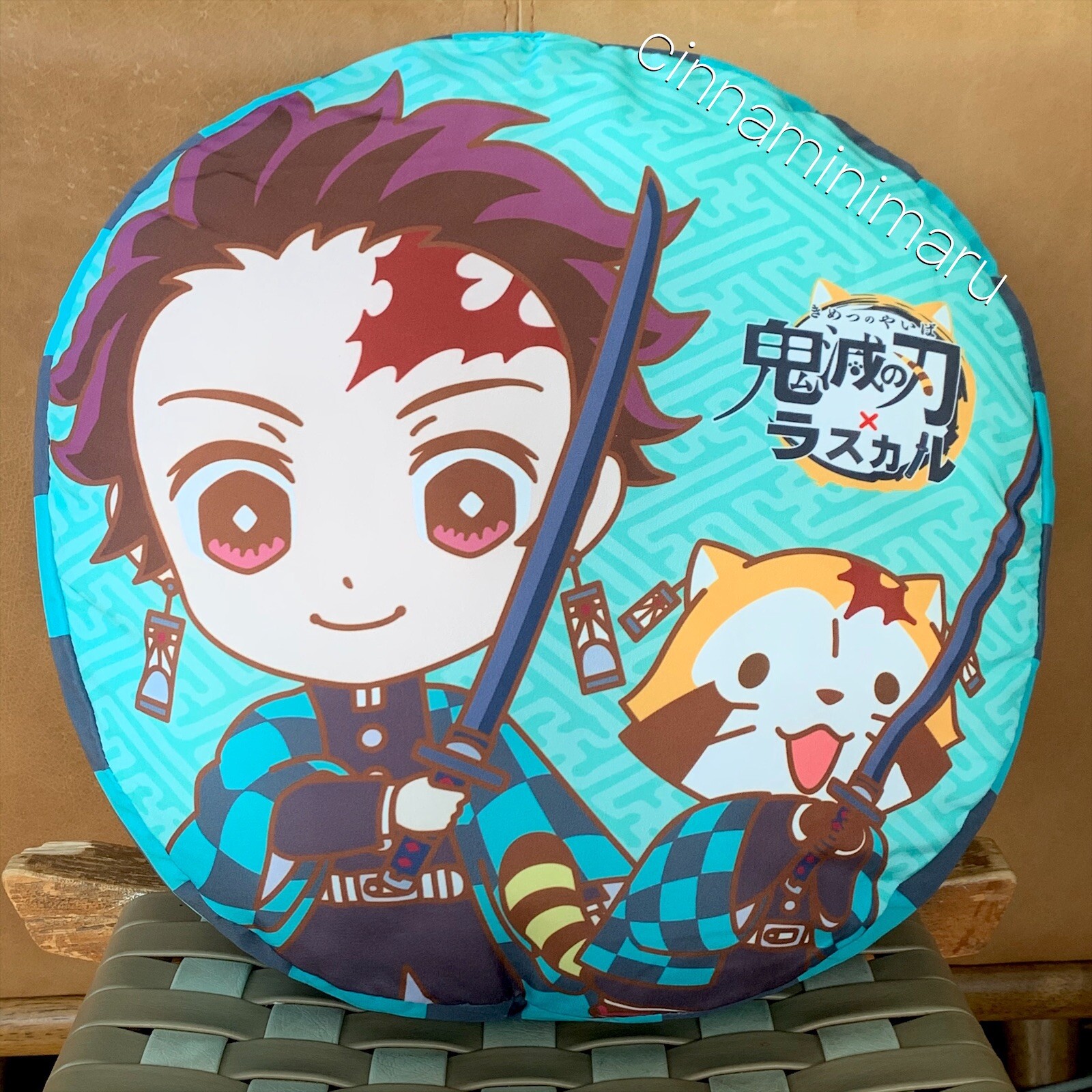Demon Slayer x Rascal Raccoon Tanjiro & Inosuke Pillow Cushion Kimetsu ...