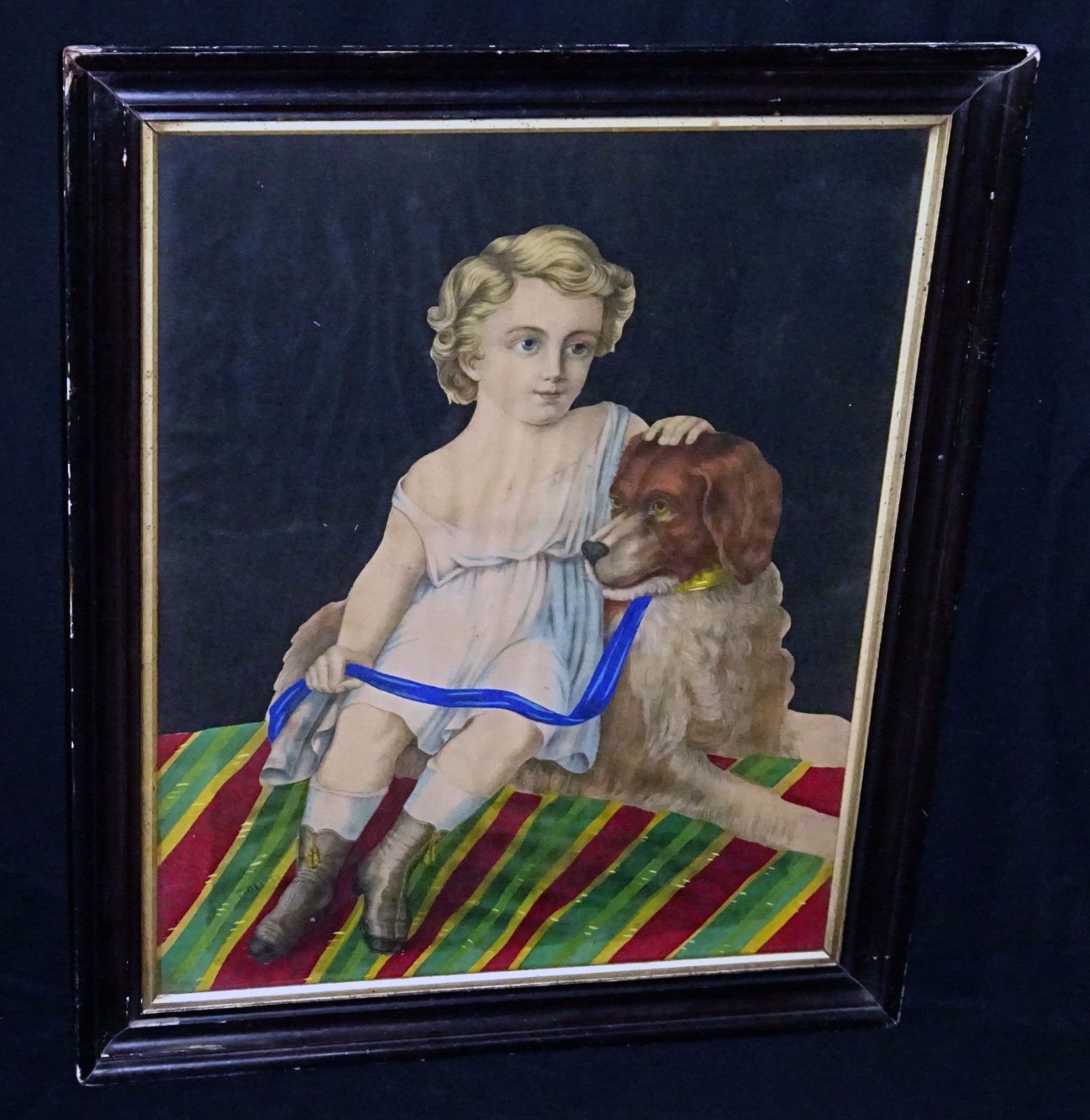 19C Lithograph Print "Fidelity Dog & Child" by Fishel Adler & Schwartz ...