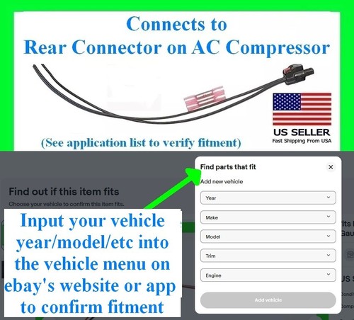 fits Ford Honda AC Compressor REAR Connector Plug Harness Air ...