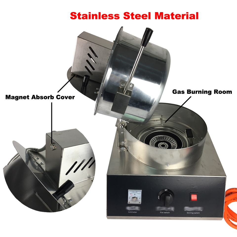 Gas Spherical Popcorn Making Machine Single Pot Battery Powered Stir ...