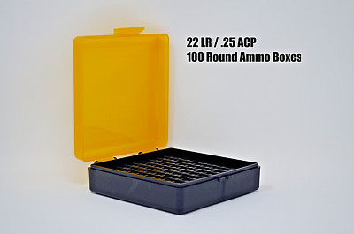 22 lr Ammo Box / Case / Storage (100) Round .22LR, .25 ACP (YELLOW TOP ...