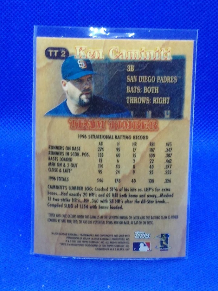 1997 Topps - Team Timber Insert - Ken Caminiti - #TT2 - San Diego ...