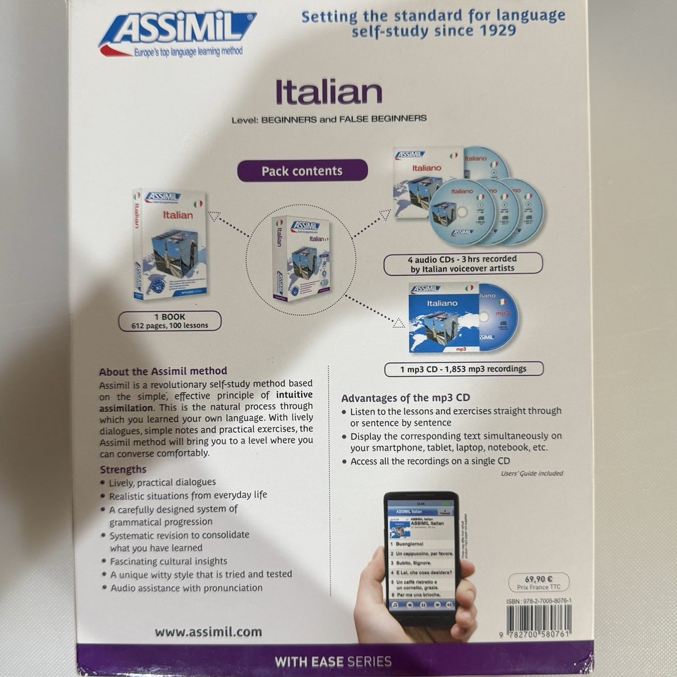 Assimil Italian With Ease Superpack Book, mp3, 4 Audio CDs for English ...