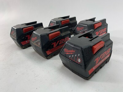 MILWAUKEE 48-11-2830 V28 RED LITHIUM BATTERY PACK 5 pack for parts not ...