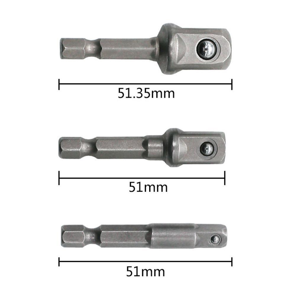 3pcs Sleeve Adapter Hexagonal Handle Rotating Square Head Drill Socket ...
